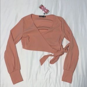Boohoo | Tops | Ribbed Wrap Crop Top | Poshmark